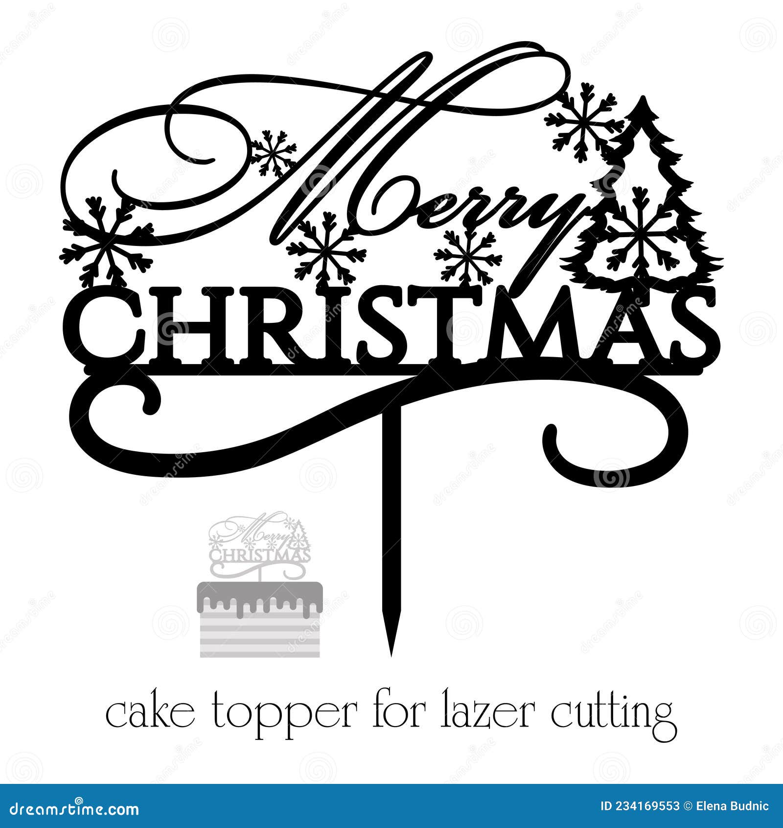 Sign Merry Christmas Cake Topper for Laser or Milling Cut. Suitable for ...
