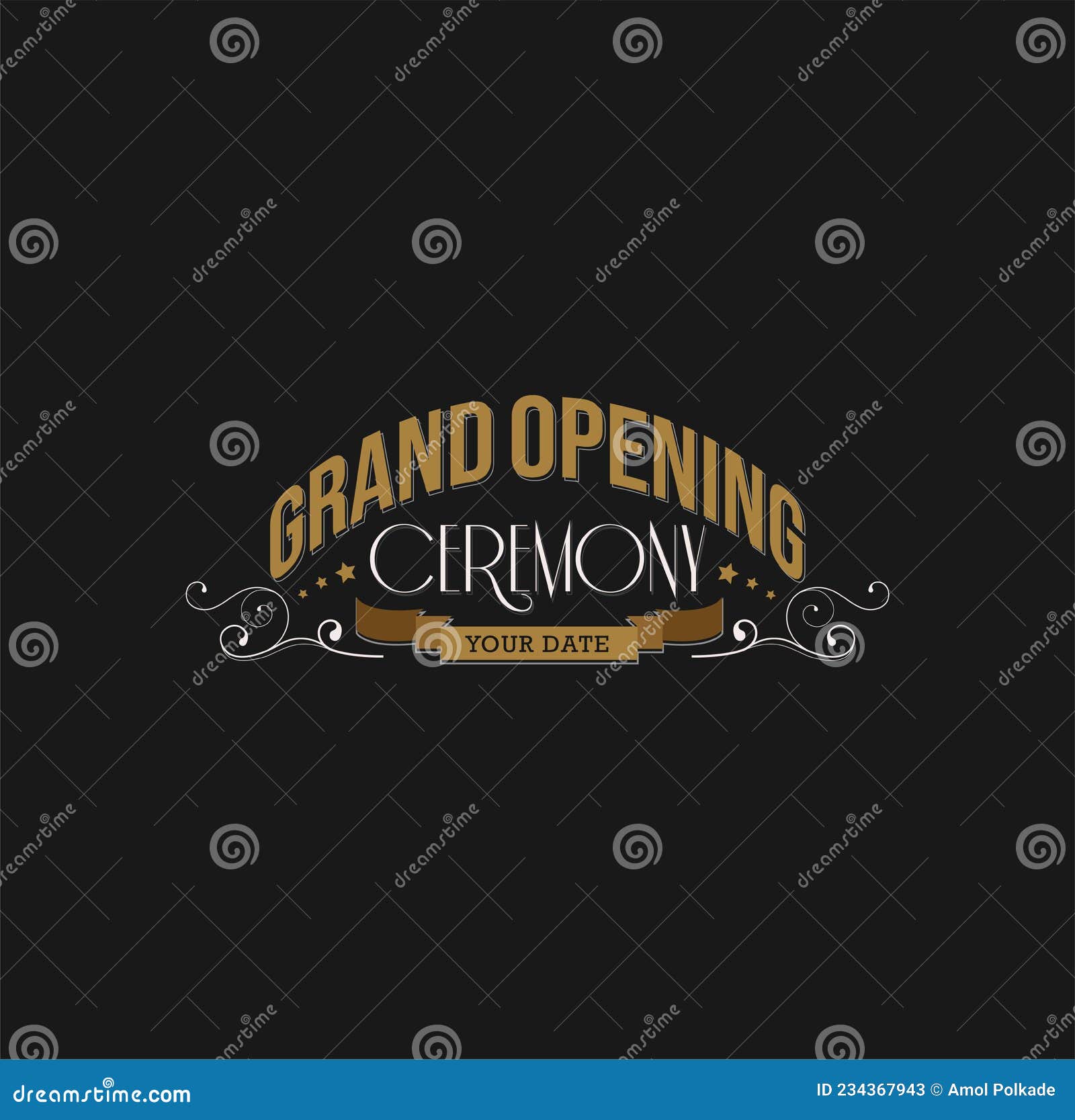 Grand Opening Ceremony Golden Text Stock Illustration - Illustration of ...