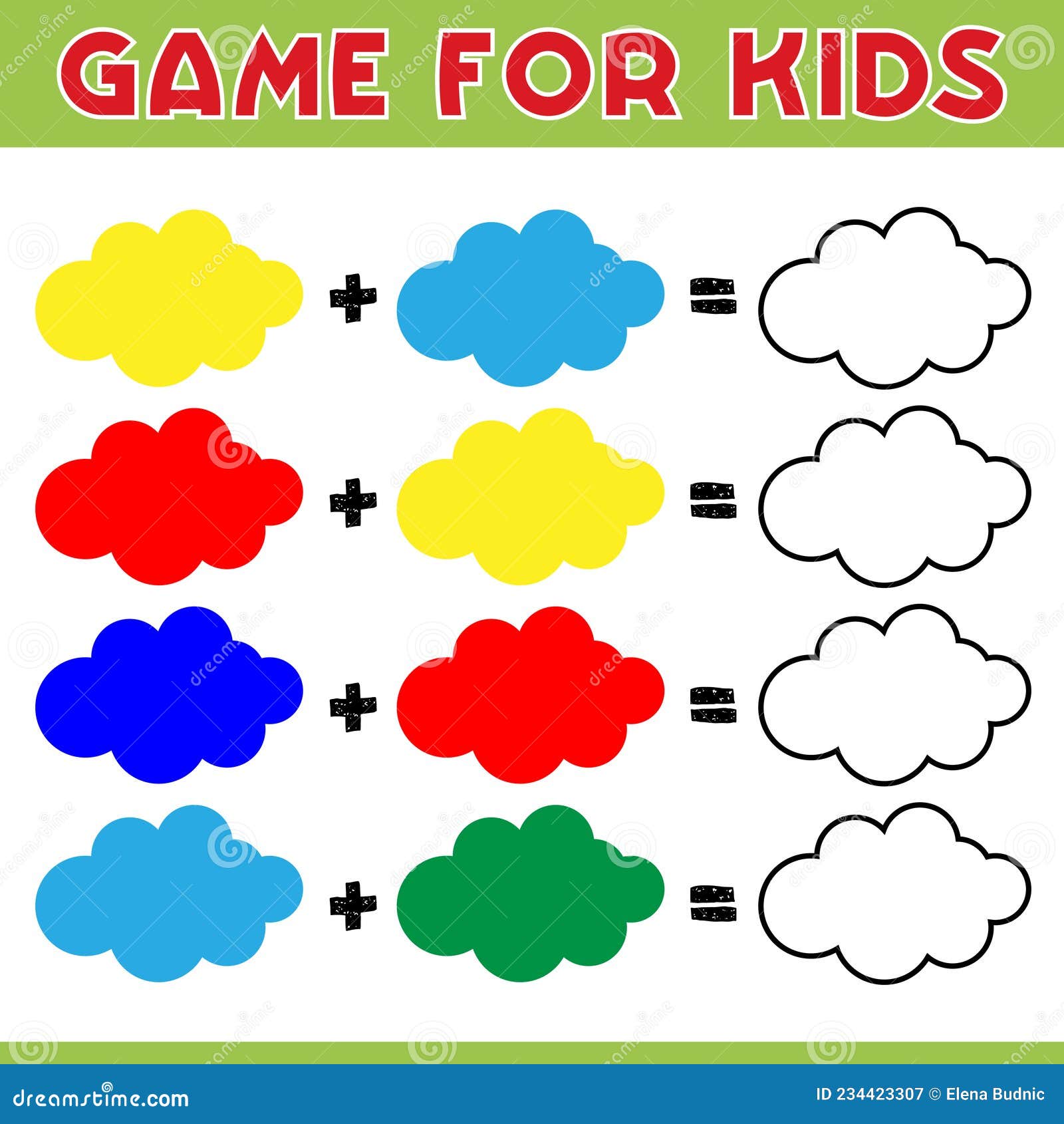 Game for Childrens. Kids Activity Sheet with Cute Cloud Character. What ...