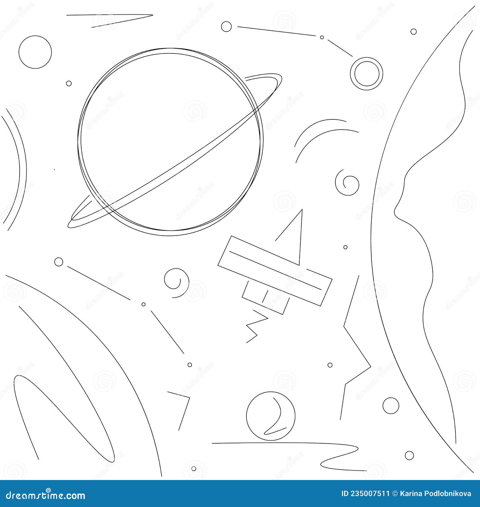 Cosmic Drawing: Stylized Solar System, Orbits, Planets, Space Structure ...
