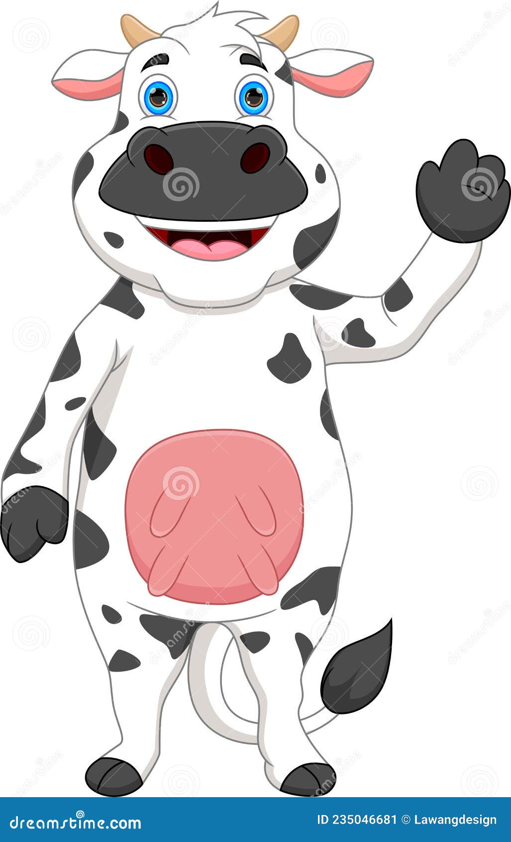 Cute Cow Waving Isolated on White Background Stock Vector ...