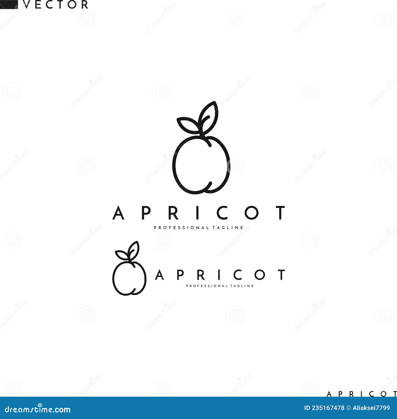 Apricot Logo. Outline Style Stock Vector - Illustration of sign, fruit ...