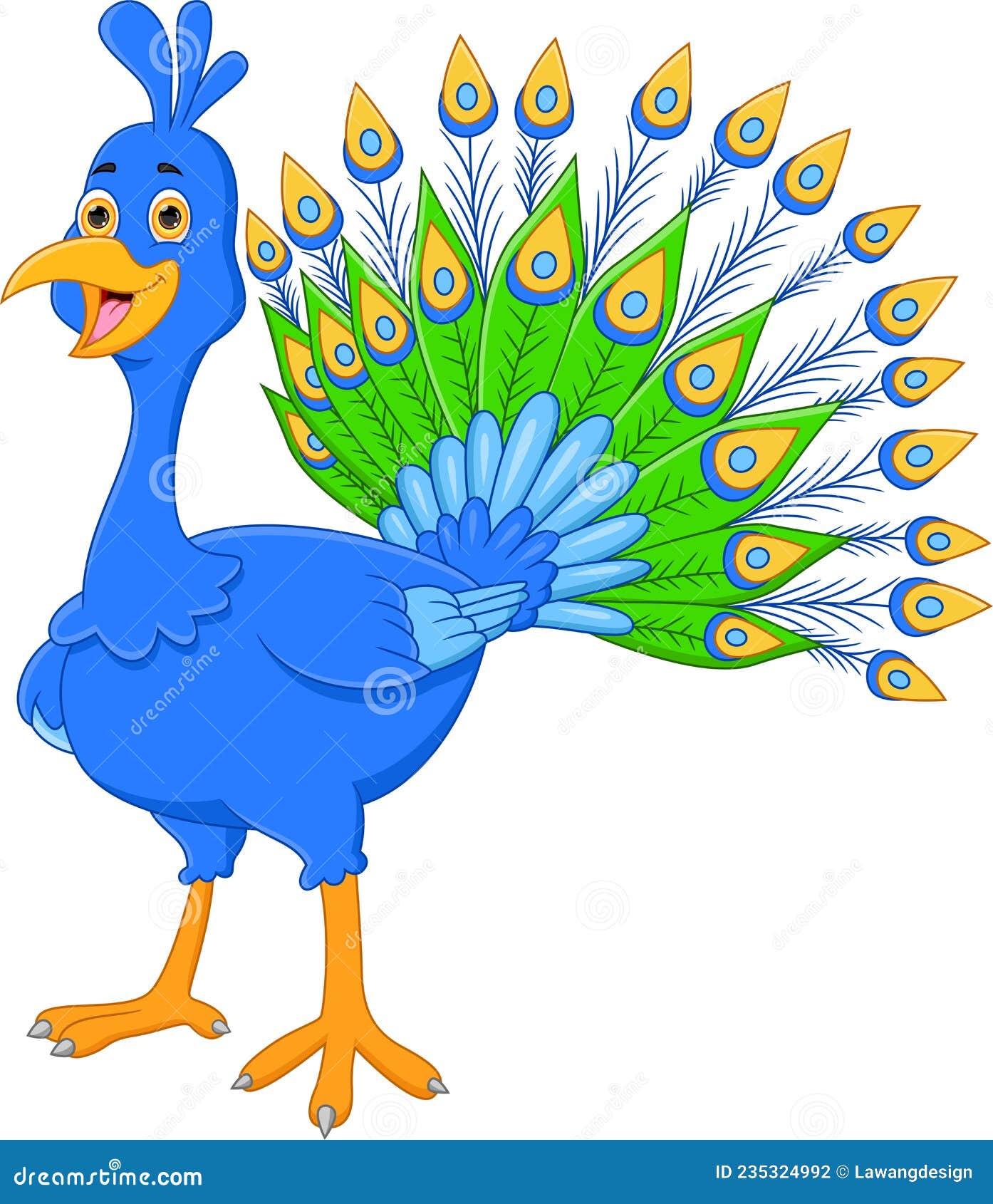 Cute Peacock Cartoon Isolated On White Background Vector Illustration ...
