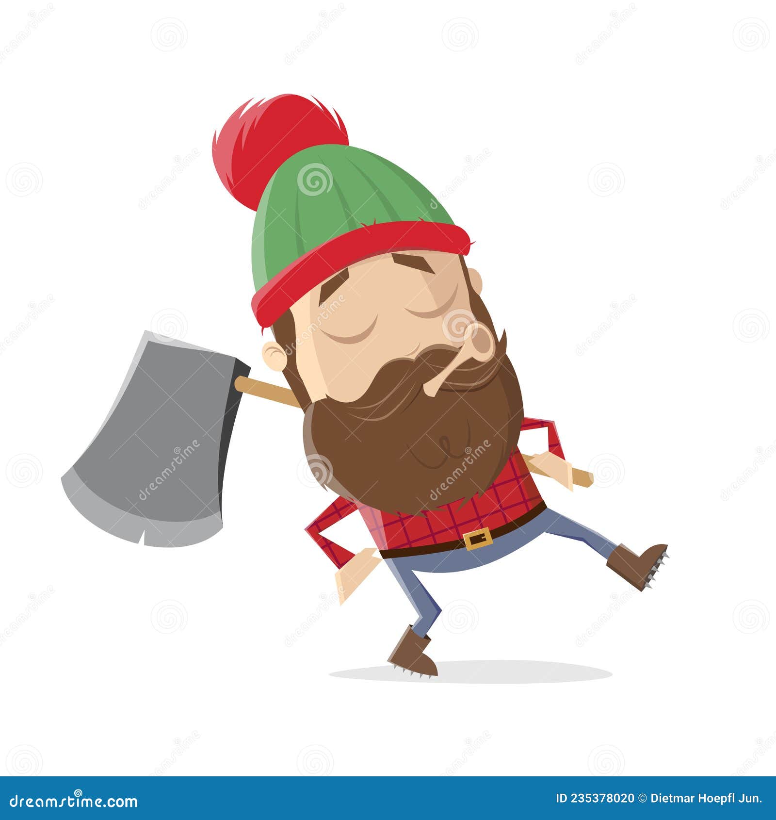 Funny Vector Illustration of a Cartoon Lumberjack Stock Vector ...