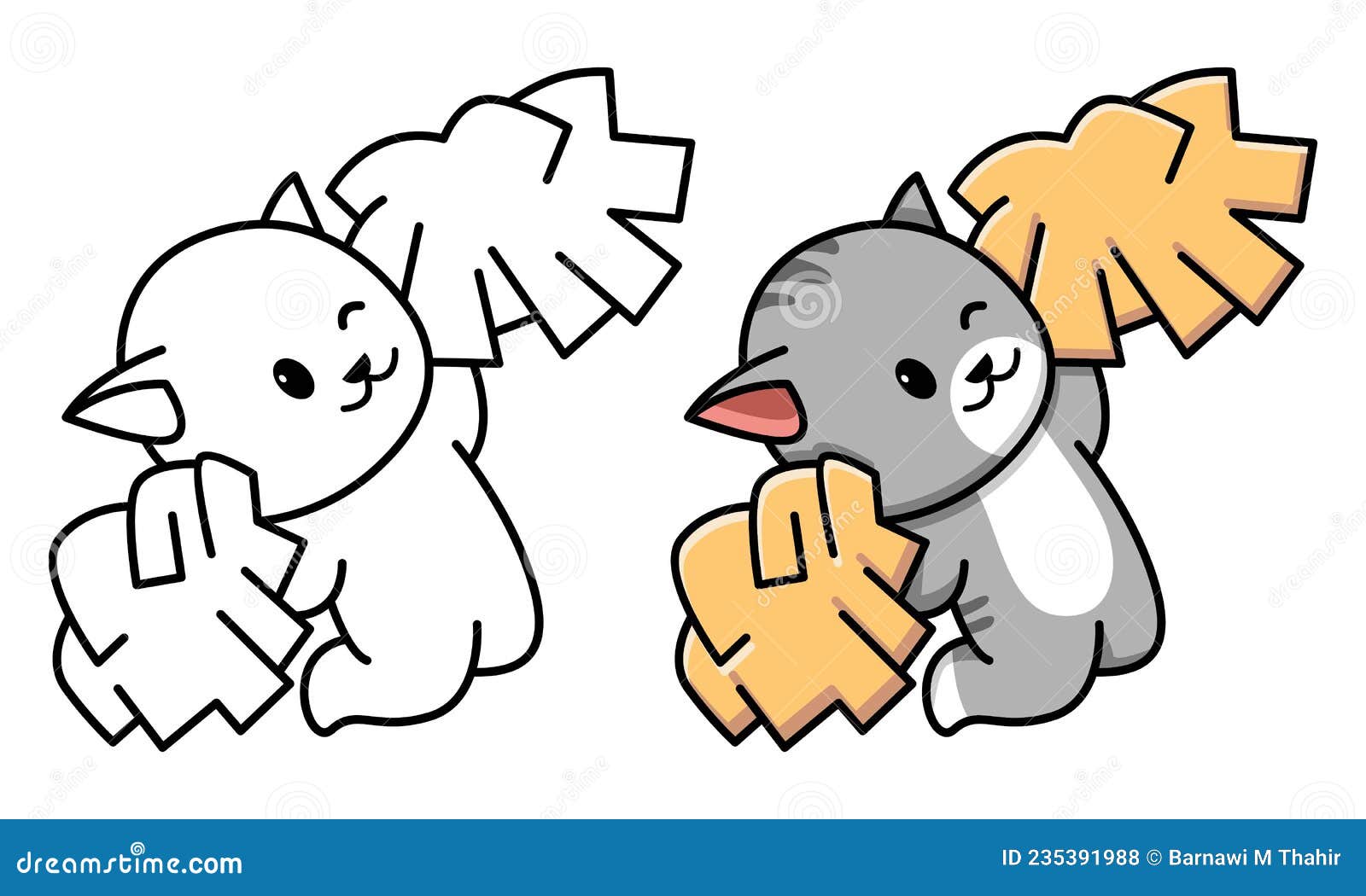 Cat Cheerleader Coloring Page for Kids Stock Vector - Illustration of ...