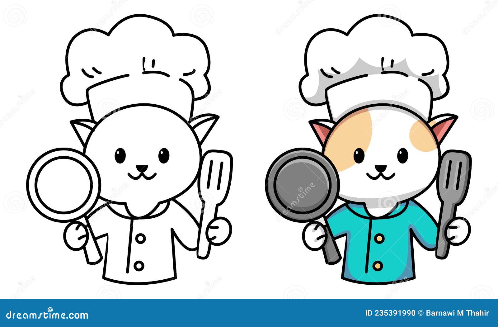 Chef Coloring Page For Kids Cartoon Vector | CartoonDealer.com #260429581