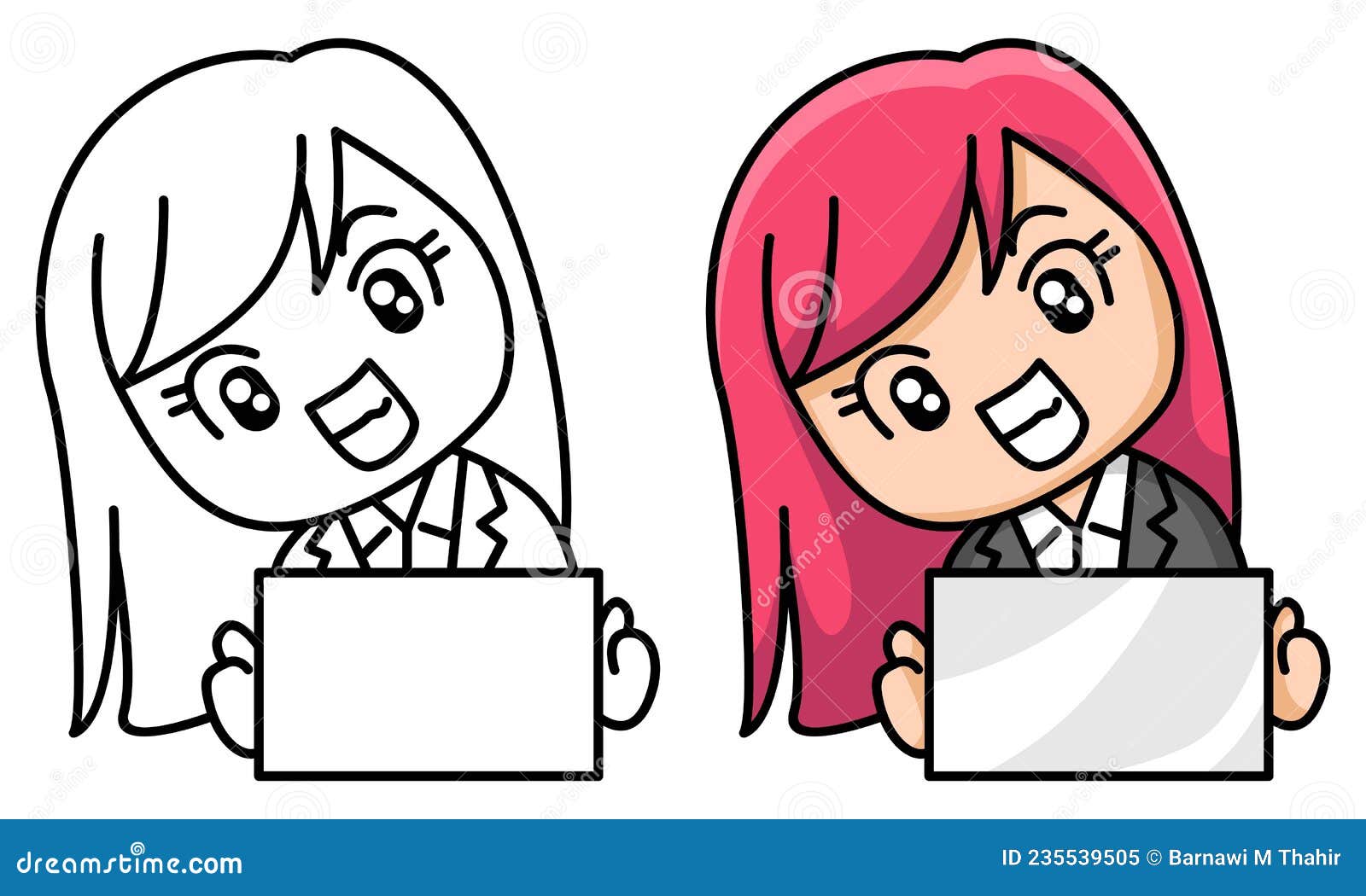 Entrepreneur Coloring Page Colored Illustration Cartoon Vector ...