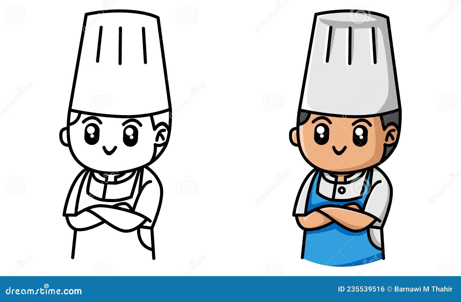 Cute Chef Coloring Page for Kids Stock Vector - Illustration of happy ...