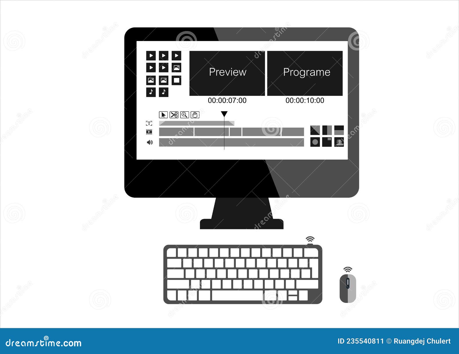 Video Editing Interface on Computer Desktop Stock Vector - Illustration ...