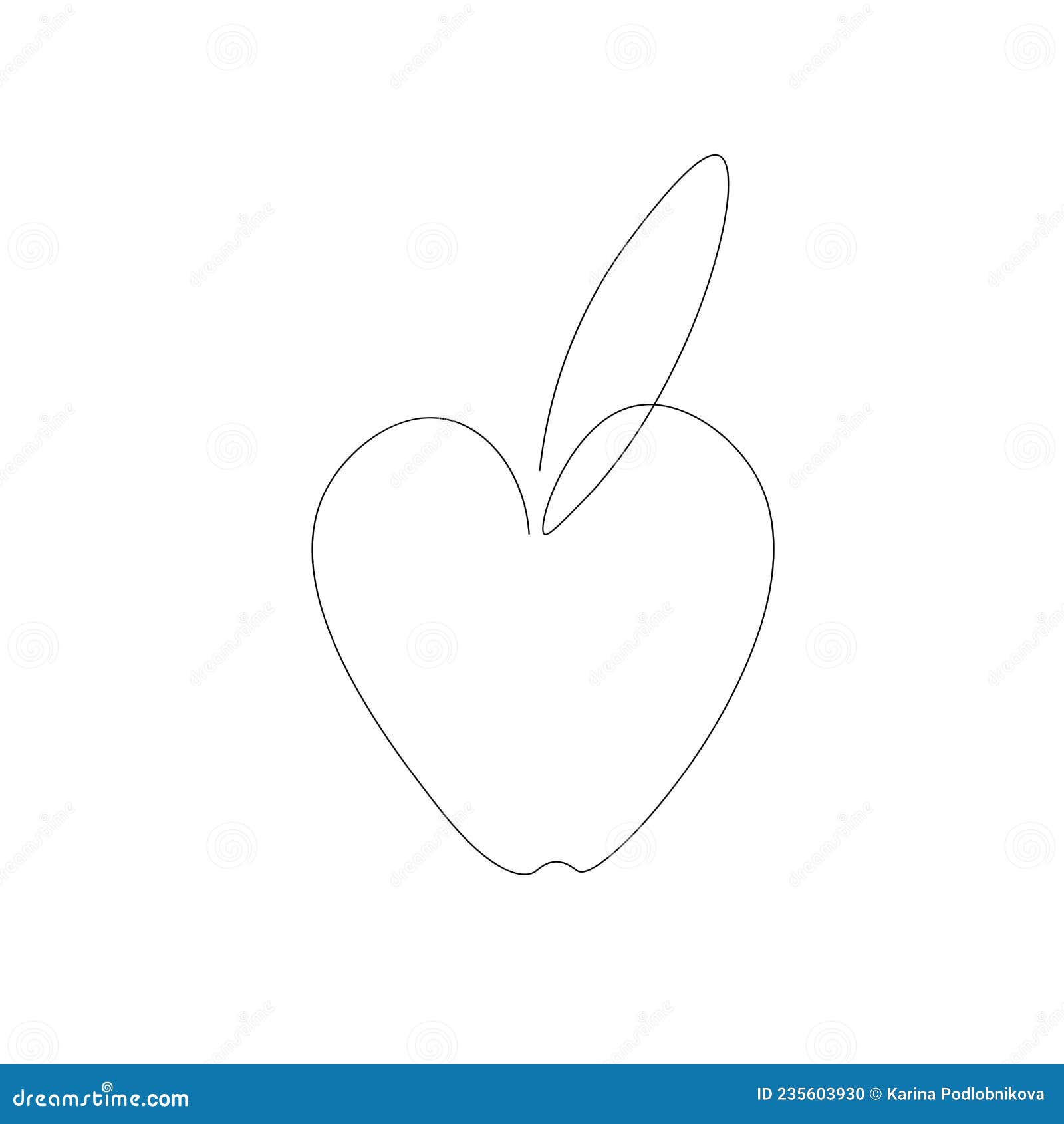 Apple Fruit Line Drawing, Vector Illustration Stock Illustration ...