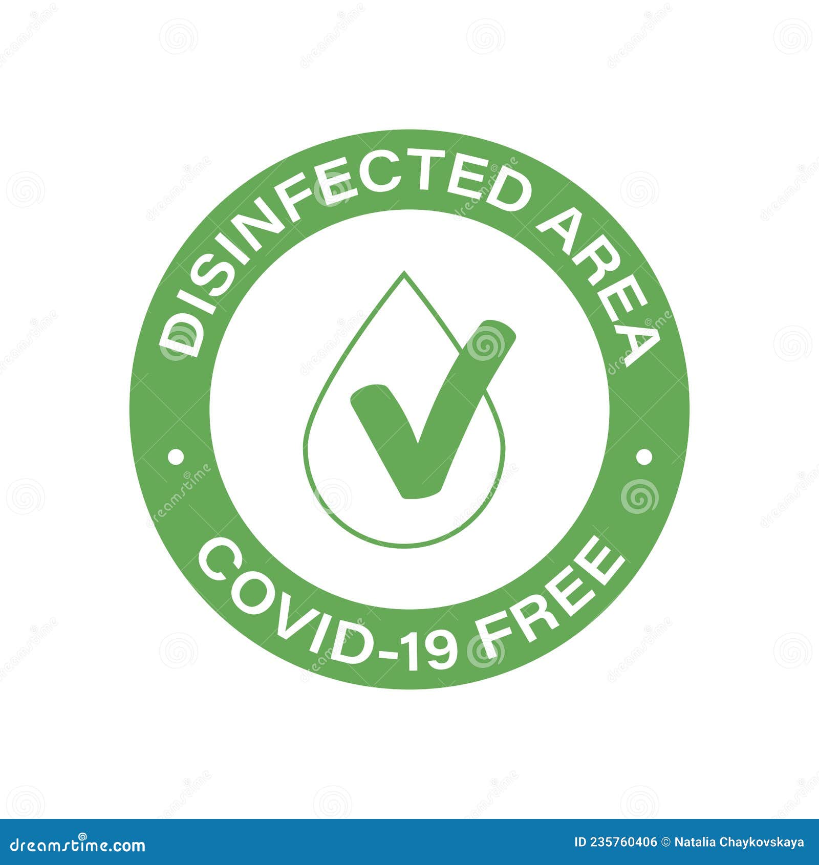 Round Symbol for Disinfected Areas of Covid-19. Coronavirus Free Area ...