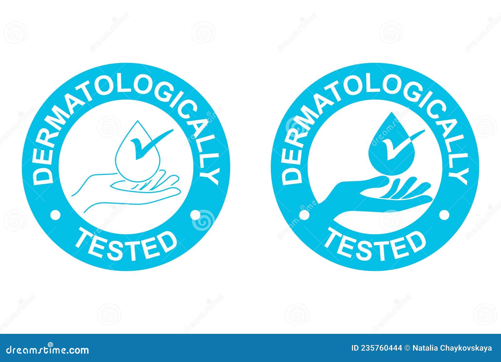 Dermatologically Tested Icon. Blue Icons on a White Background Stock ...