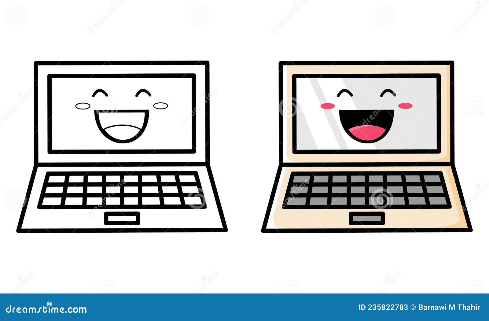 Cute Laptop Coloring Page For Kids Cartoon Vector | CartoonDealer.com ...