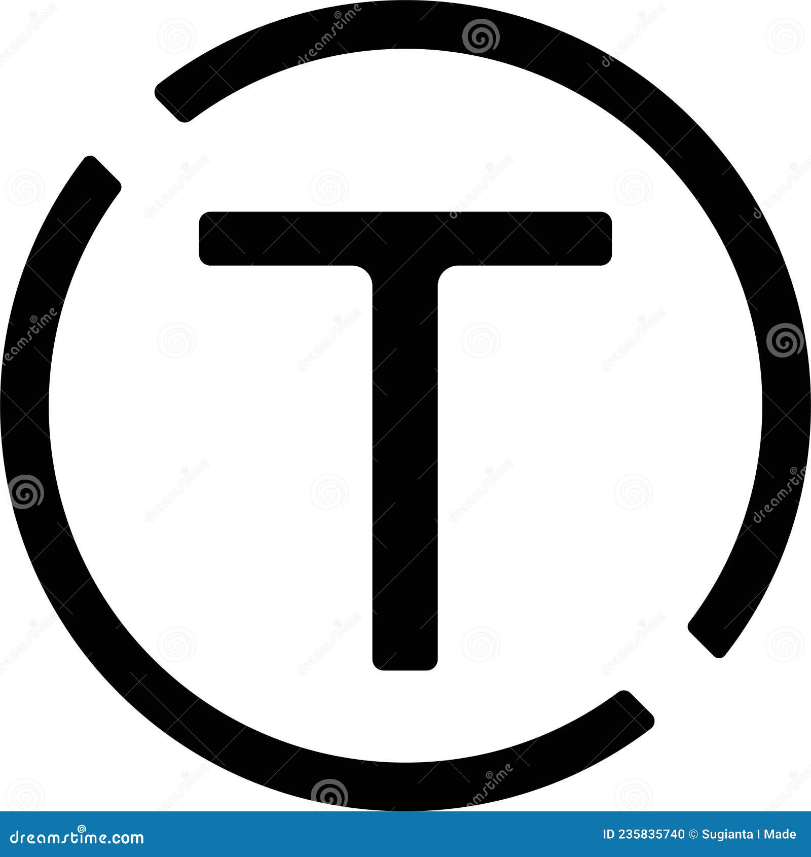 Solid T Three Junction Sign Icon Vector Stock Vector - Illustration of ...