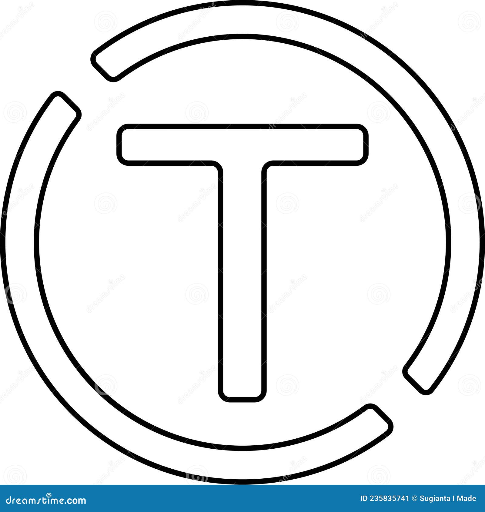 Line Art T Three Junction Sign Icon Vector Stock Vector - Illustration ...