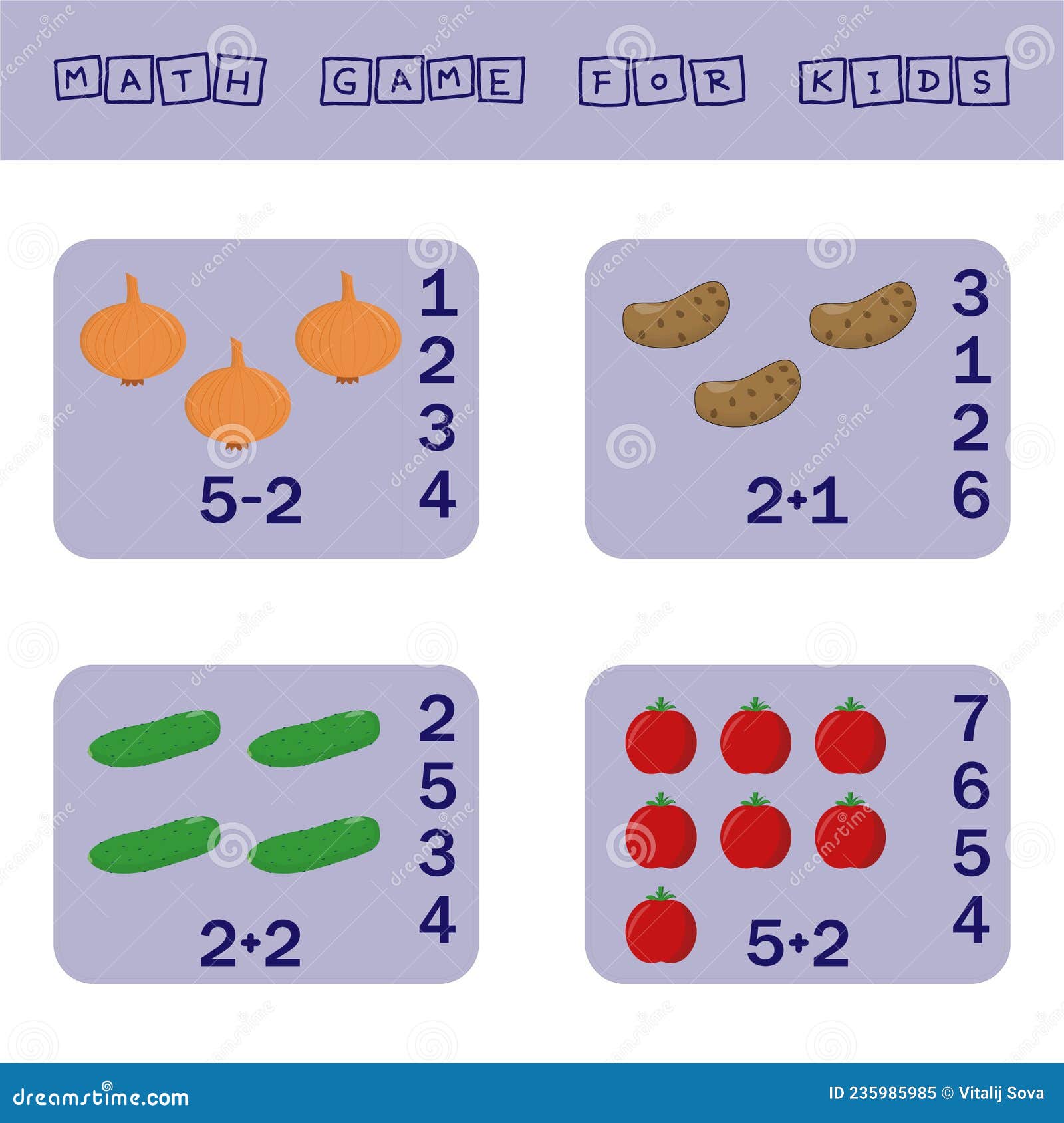 Counting Game with Funny Vegetables Stock Illustration - Illustration ...