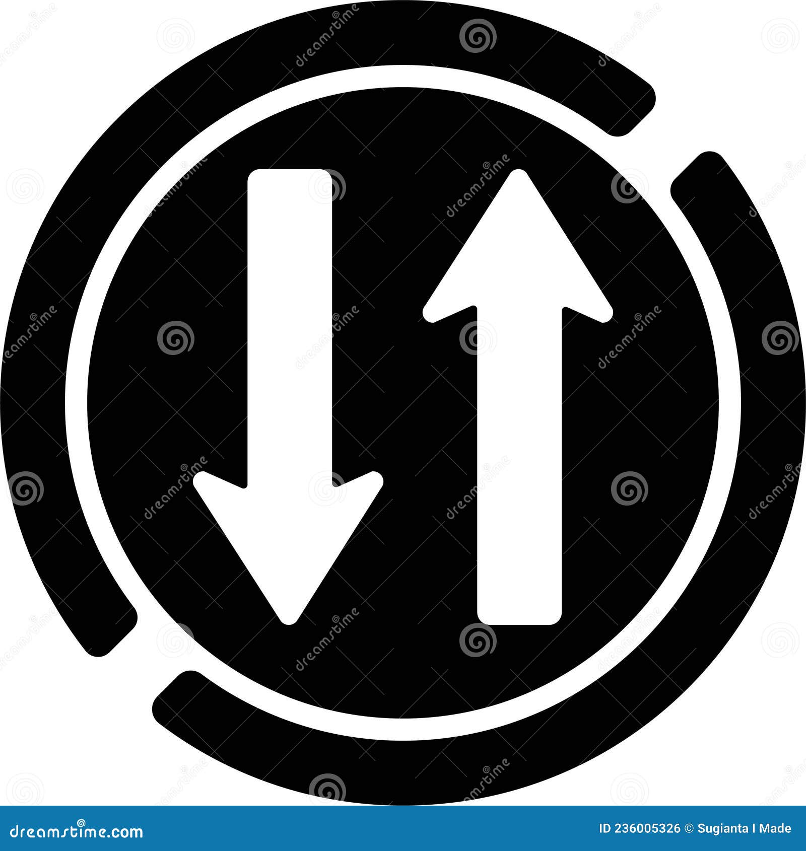 Solid Two Way Traffic Sign Icon Vector Stock Vector - Illustration of ...