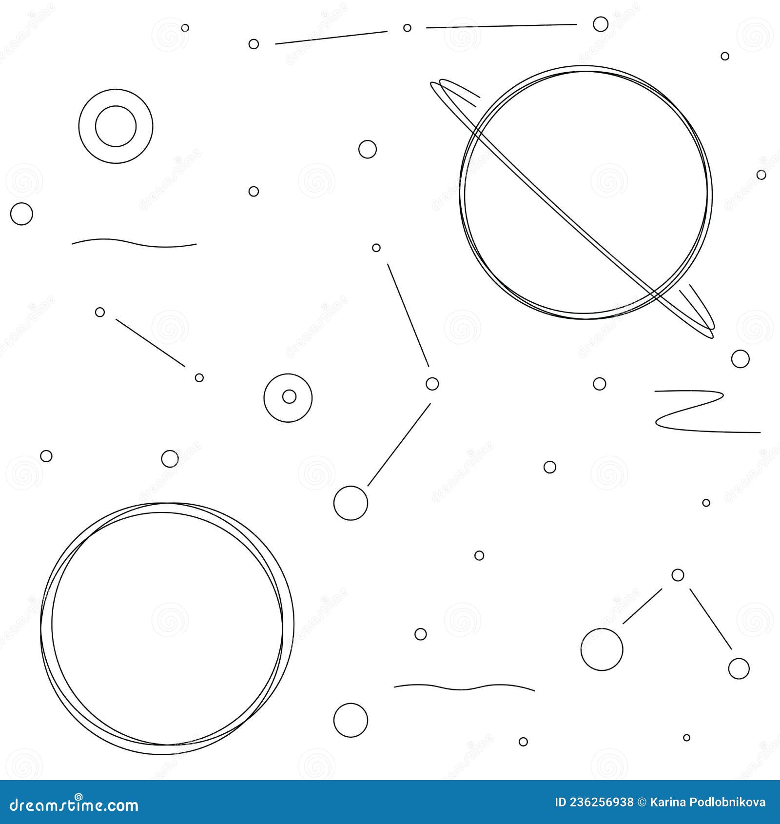 Cosmic Drawing: Stylized Solar System, Orbits, Planets, Space Structure ...