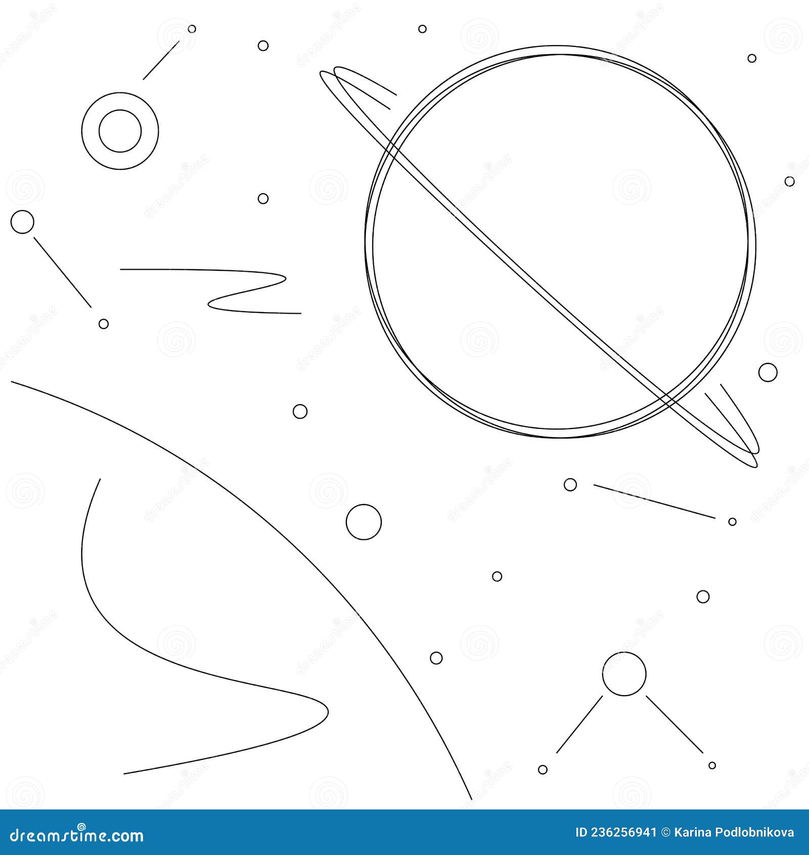Cosmic Drawing: Stylized Solar System, Orbits, Planets, Space Structure ...