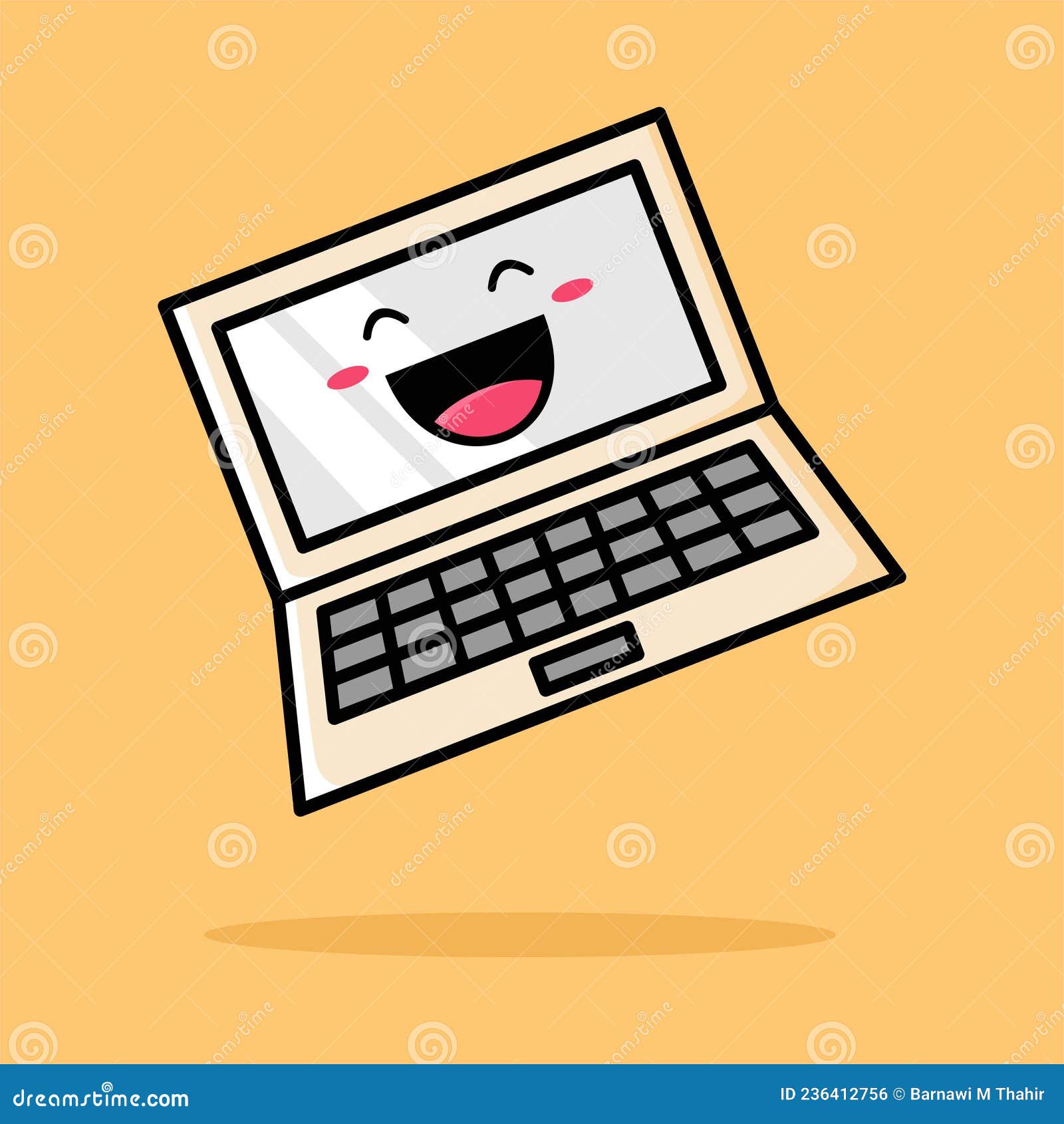 Cute Laptop Cartoon Illustration Stock Vector - Illustration of cartoon ...