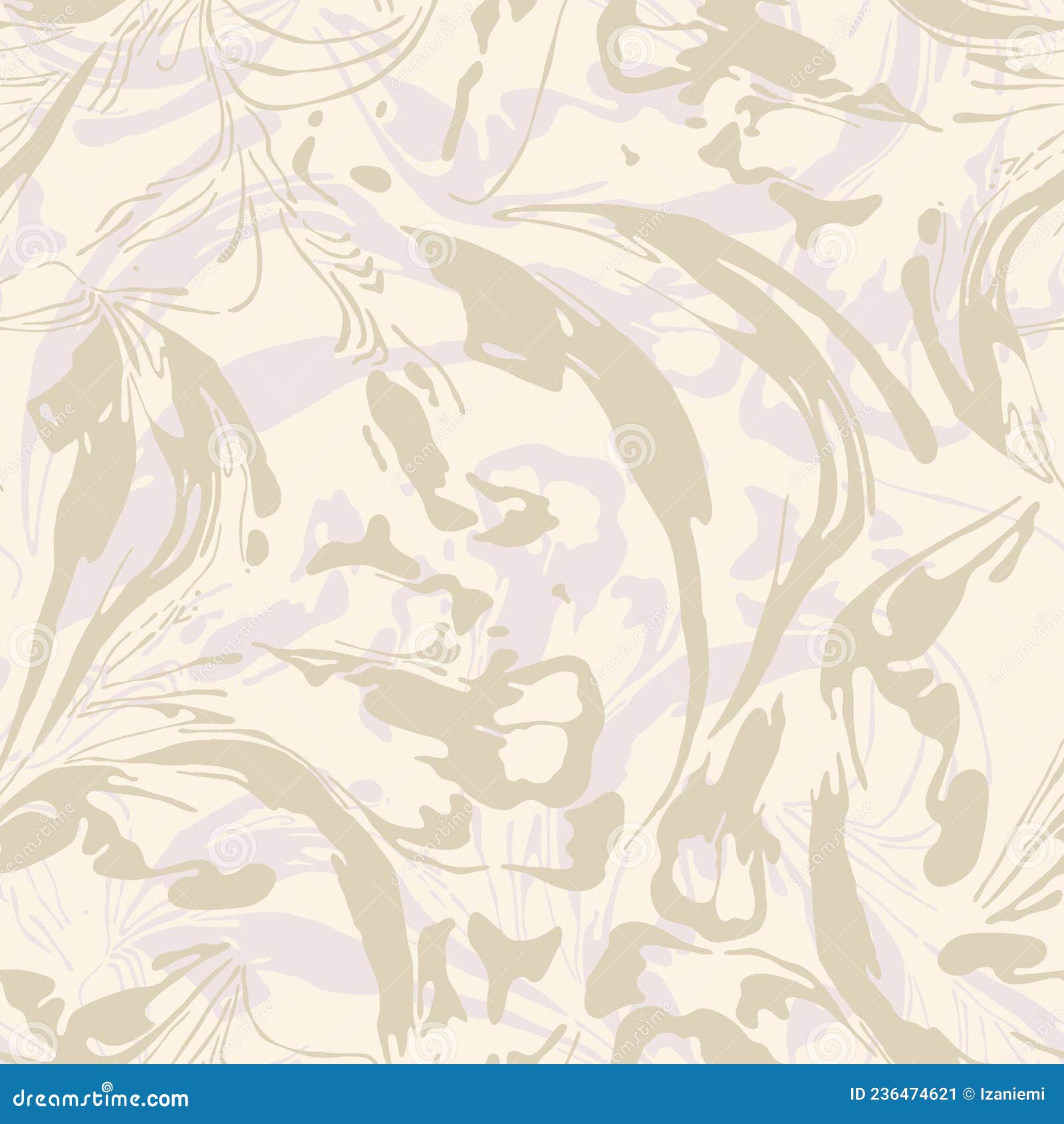 Seamless Pattern with Abstract Floral Forms, Monochrome Abstract ...