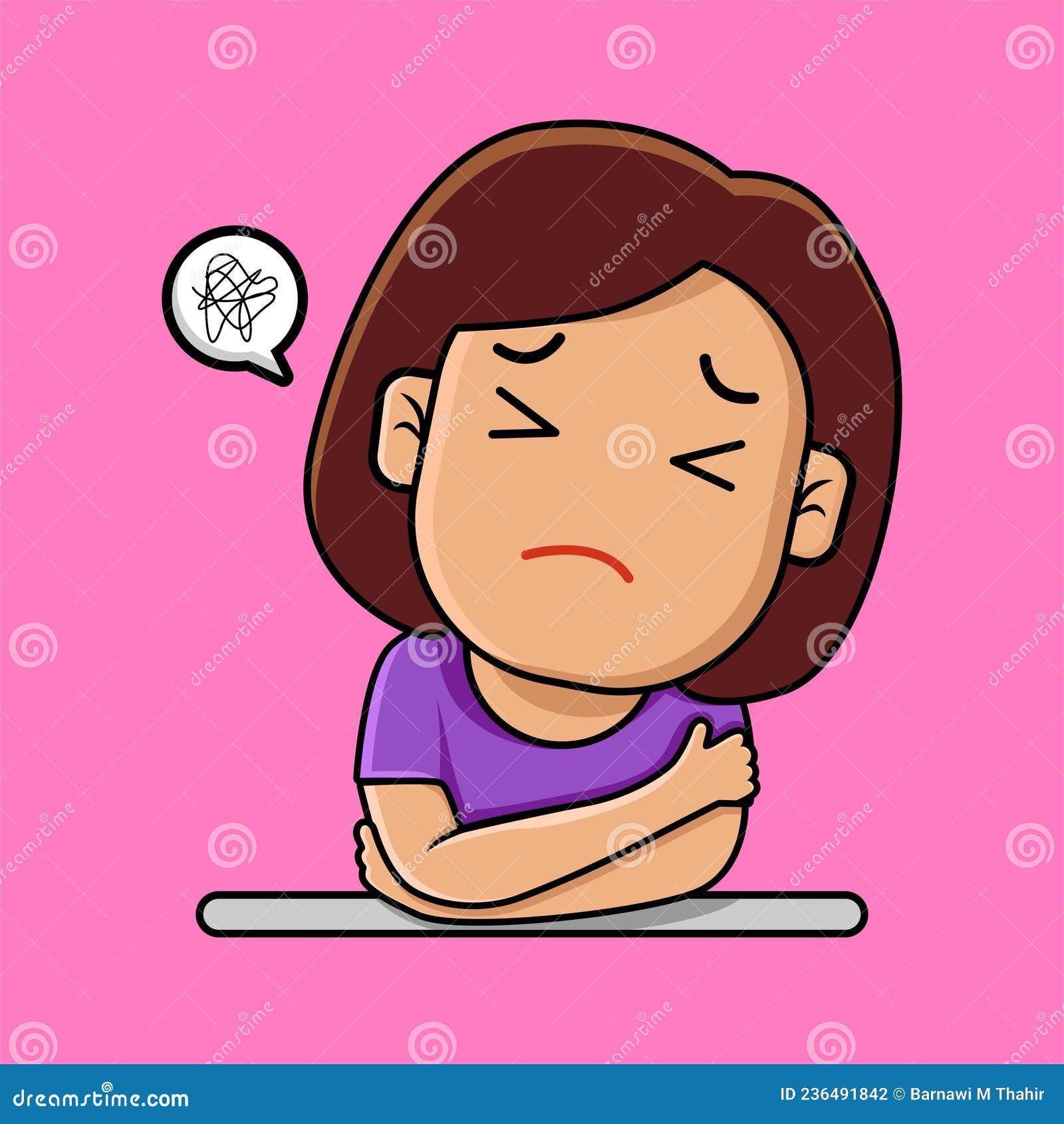 Depressed Cartoon Character Hiding His True Feelings. Vector ...