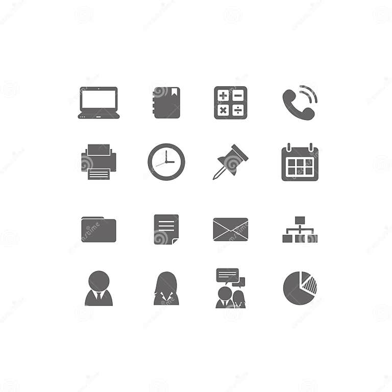 Set of Office Related Icons, Symbols and Signs Stock Vector ...