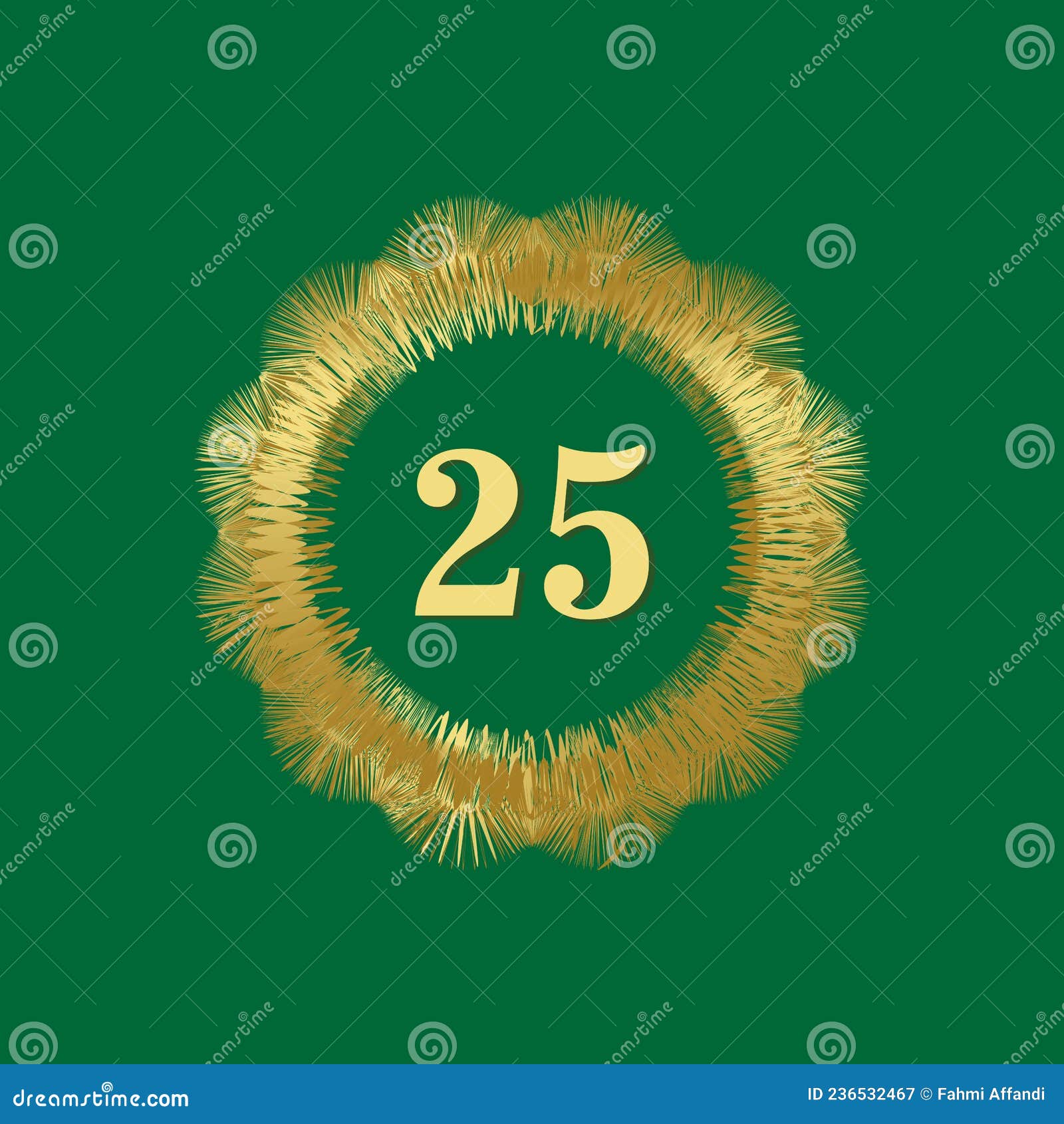 Christmas Themed Abstract Golden Circle Frame December 25th Stock ...