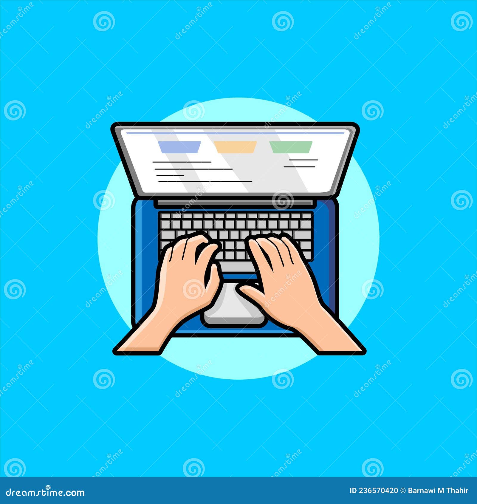 Hands Typing Text on the Laptop Keyboard Cartoon Stock Vector ...