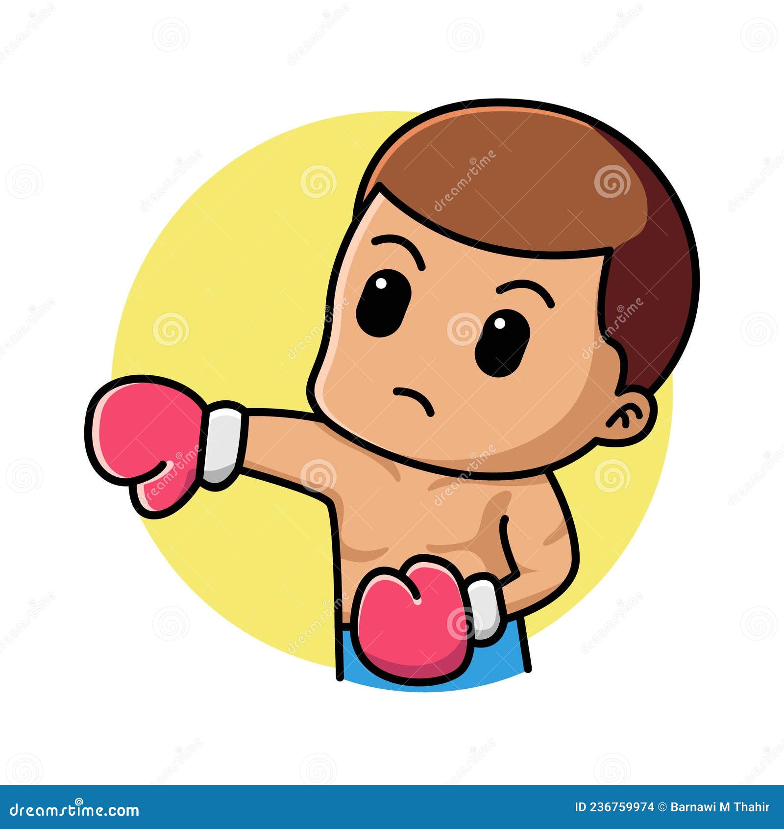 Cute Boy Boxing Cartoon Character Stock Vector - Illustration of happy ...
