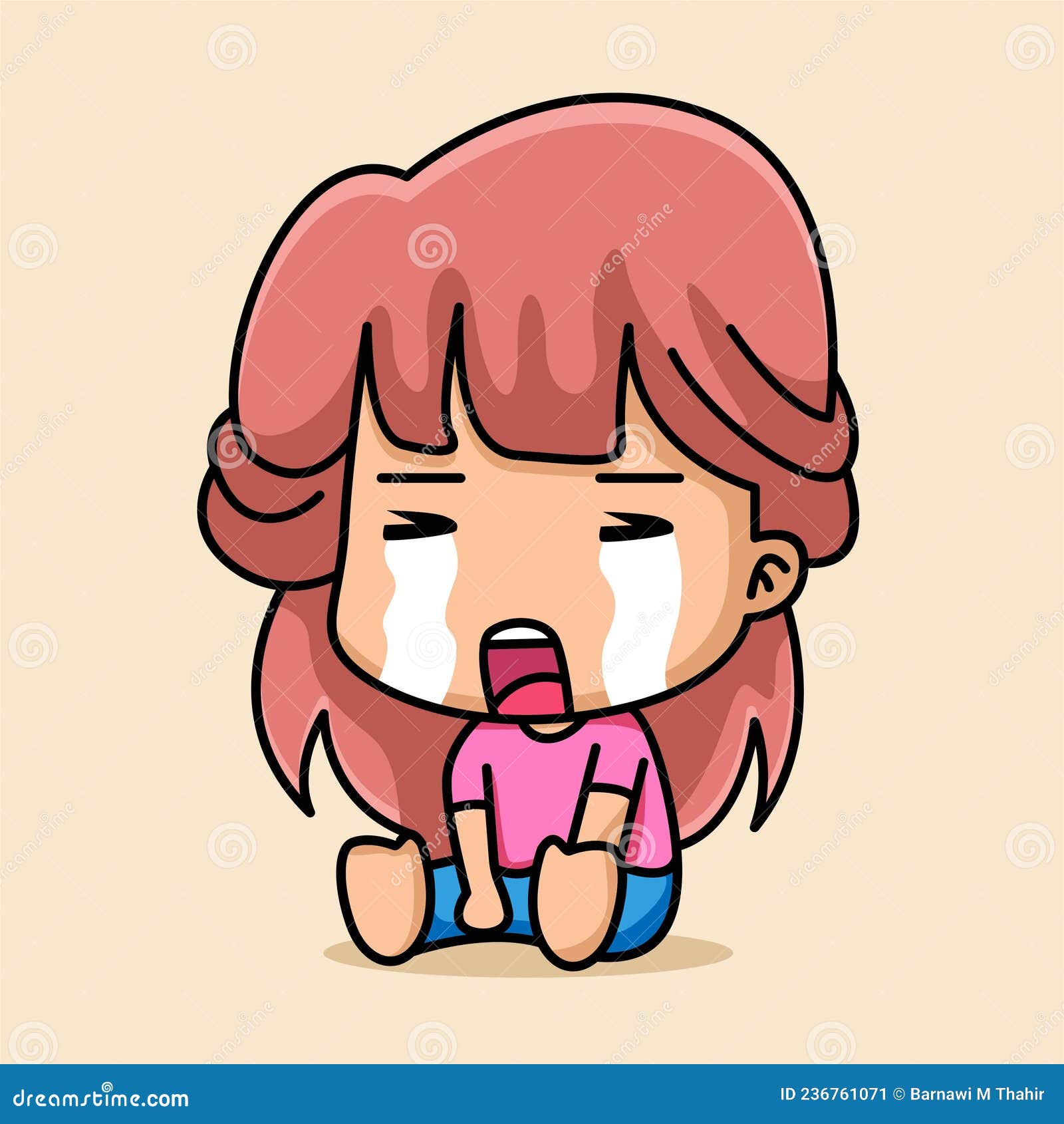 Cute sad girl cartoon stock vector. Illustration of angry - 236761071