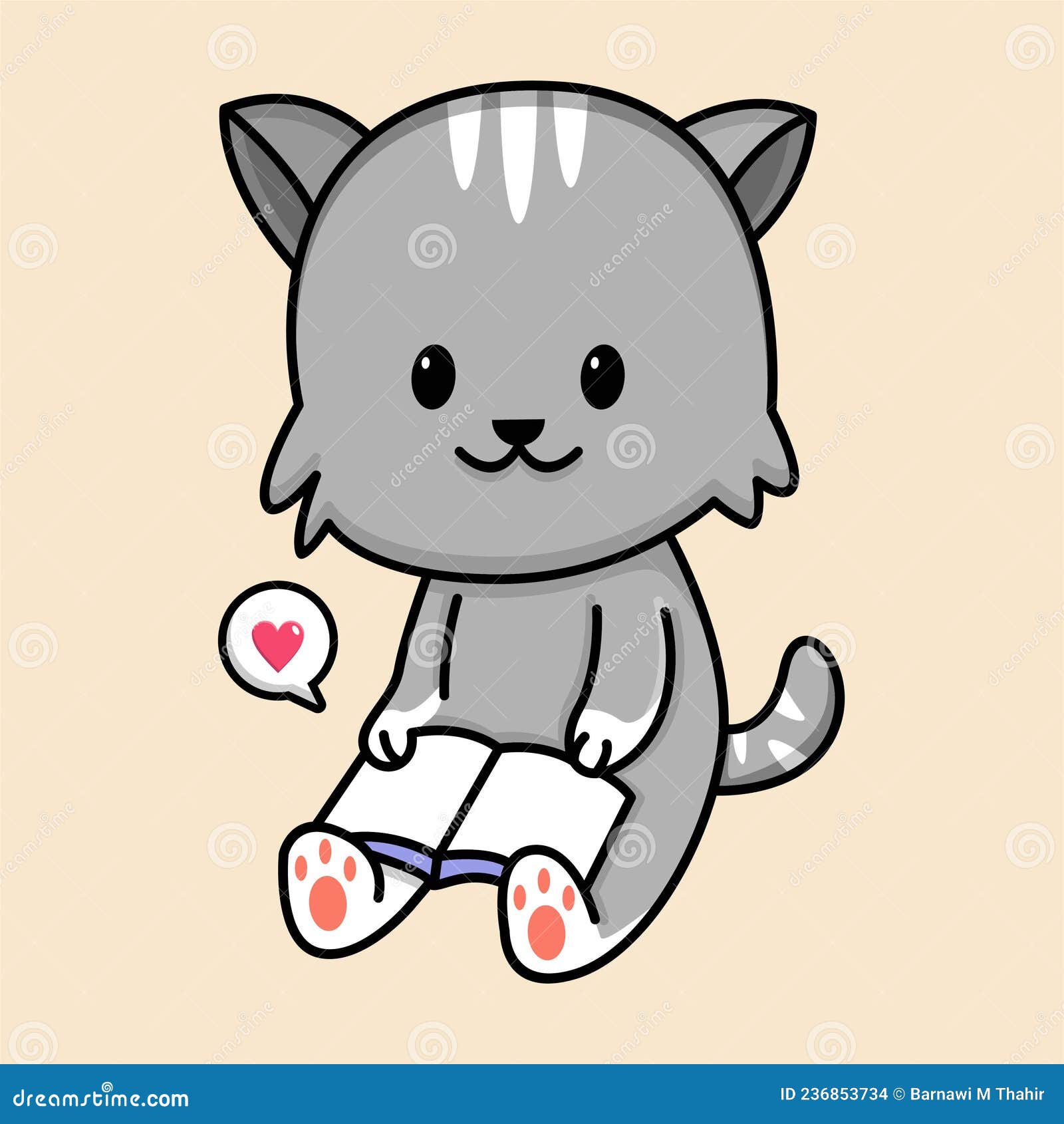 Cute Cat Read a Book Cartoon Stock Vector - Illustration of artwork ...