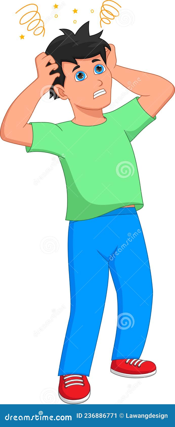 Dizzy Boy Holding Head Cartoon Stock Vector - Illustration of nausea ...
