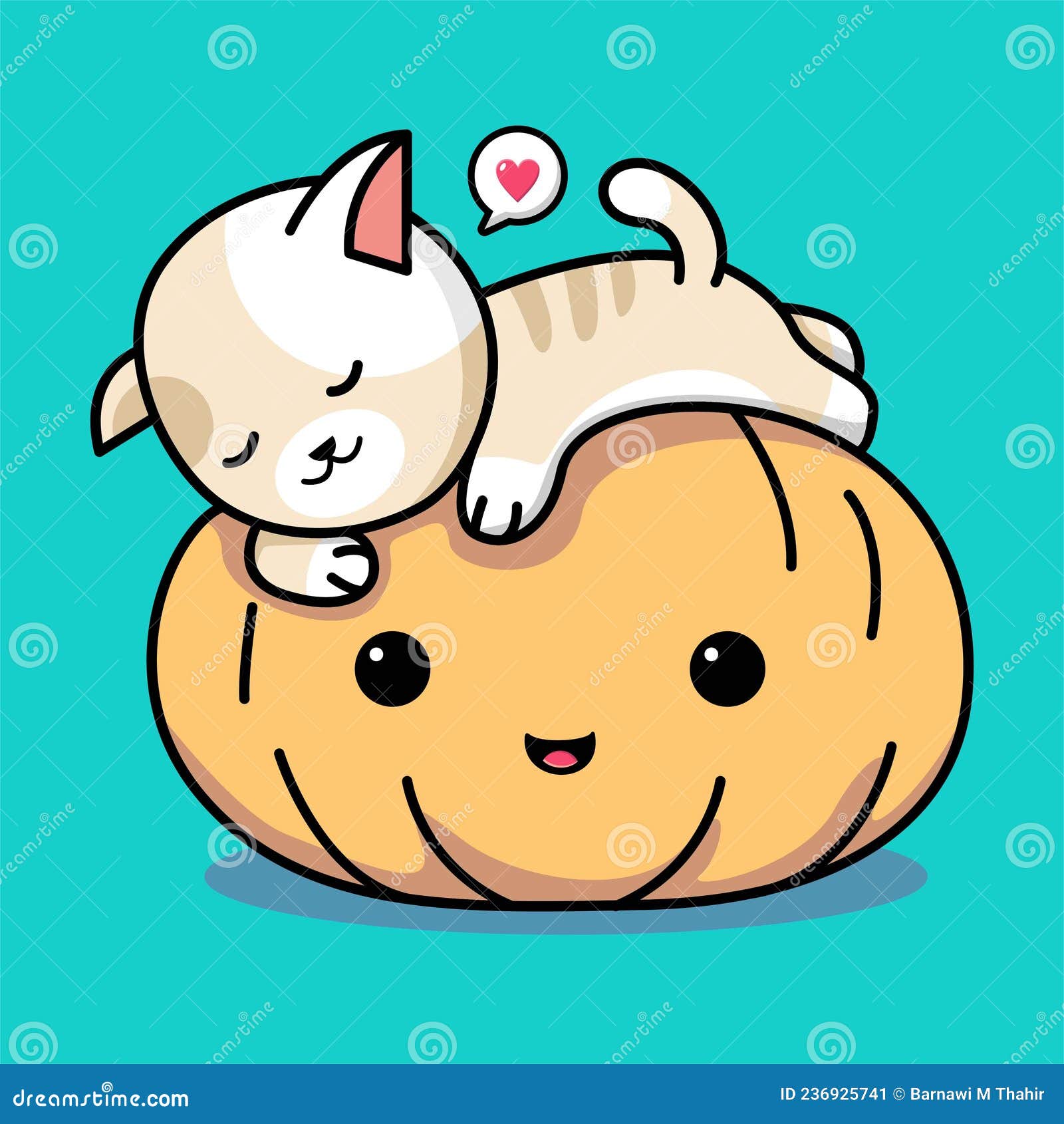 Cute Cat with Halloween Pumpkin Cartoon Stock Vector - Illustration of ...