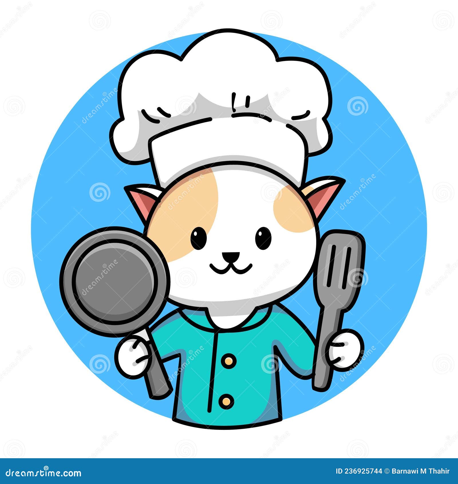 Cute cat chef cartoon stock vector. Illustration of funny - 236925744