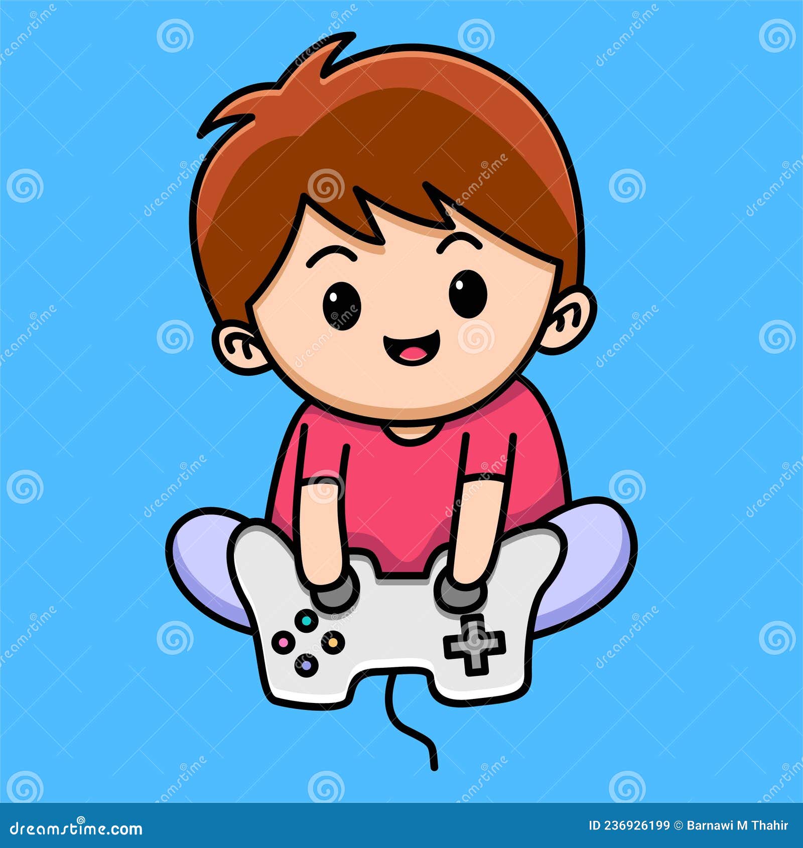 Cute boy gaming cartoon stock vector. Illustration of screen - 236926199