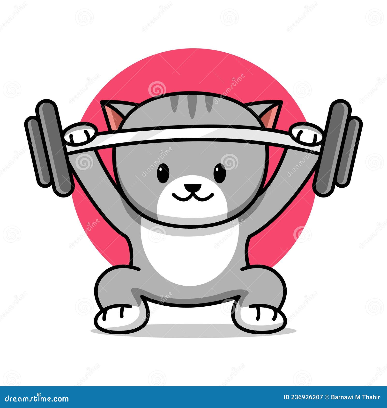 Cute Cat with Barbell Cartoon Stock Vector - Illustration of expression ...