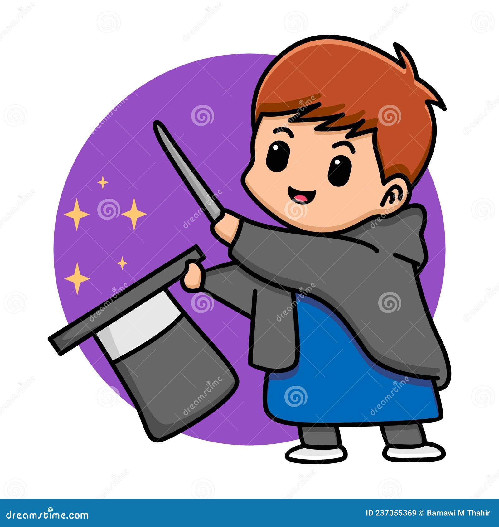 Cute boy magician cartoon stock vector. Illustration of smile - 237055369
