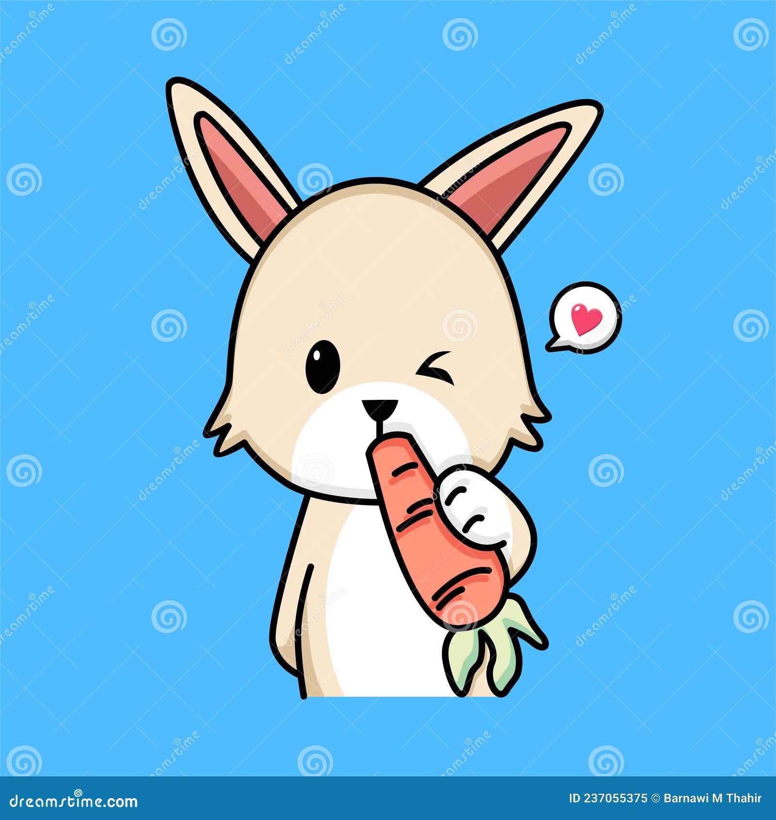 Cute Rabbit Eating Carrot Cartoon Stock Vector - Illustration of carrot ...