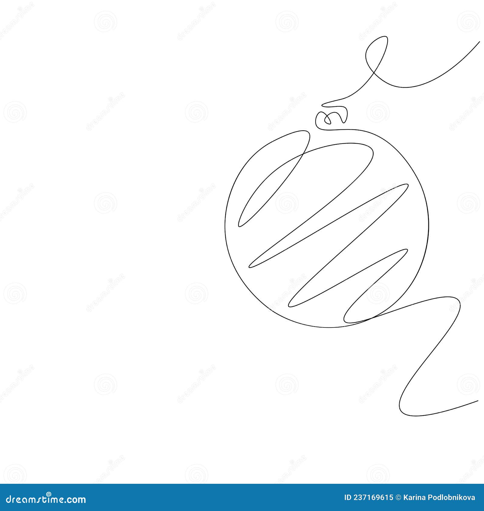Christmas Decoration Elements Ball Line Drawing, Vector Illustration ...