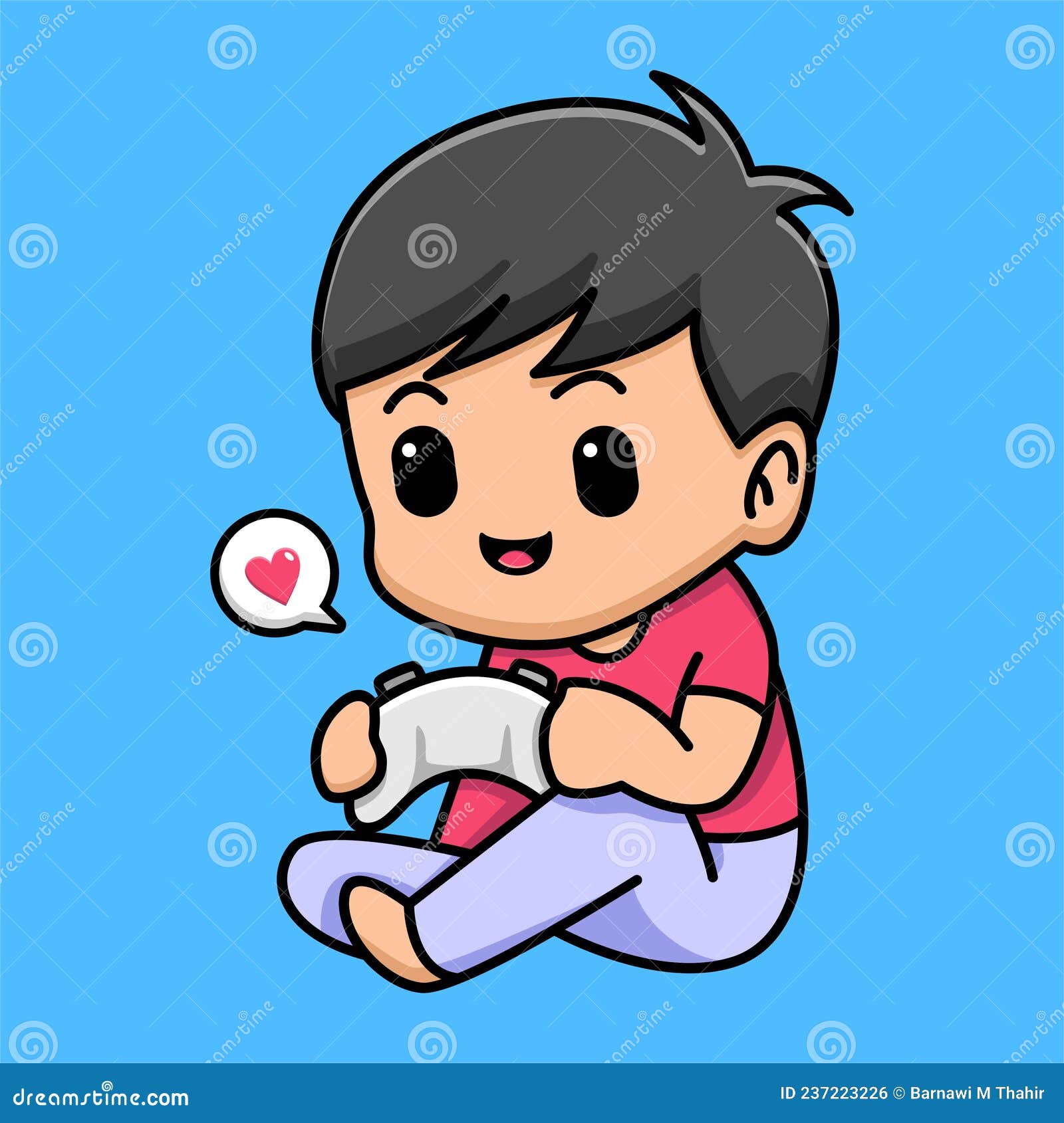 Cute Boy Holding Game Controller Cartoon Stock Vector - Illustration of ...