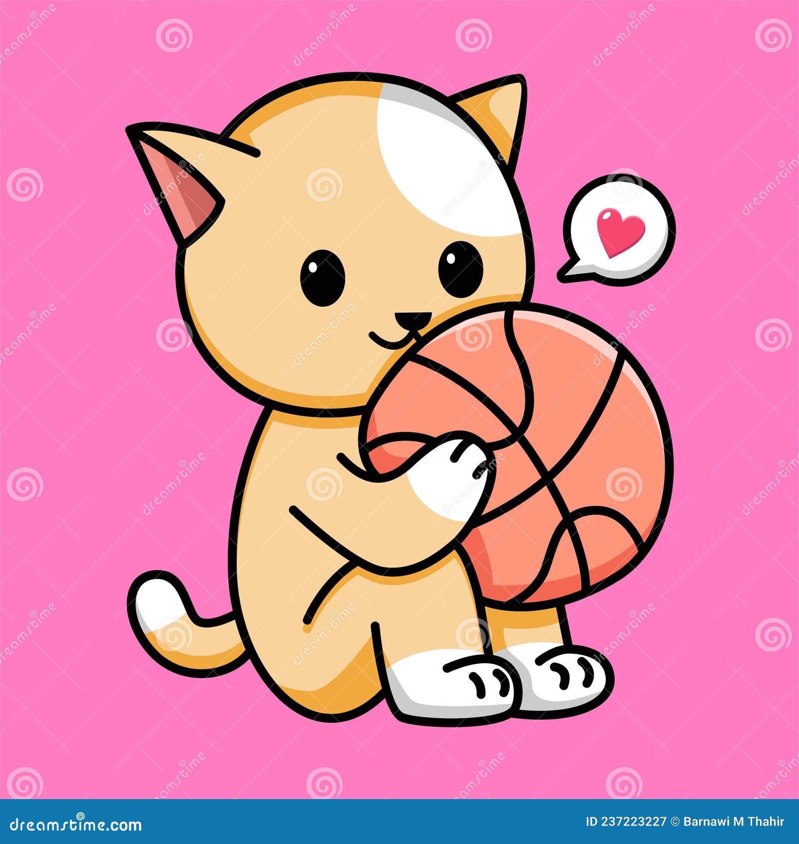 Cute Cat Holding Basketball Cartoon Stock Vector - Illustration of ...