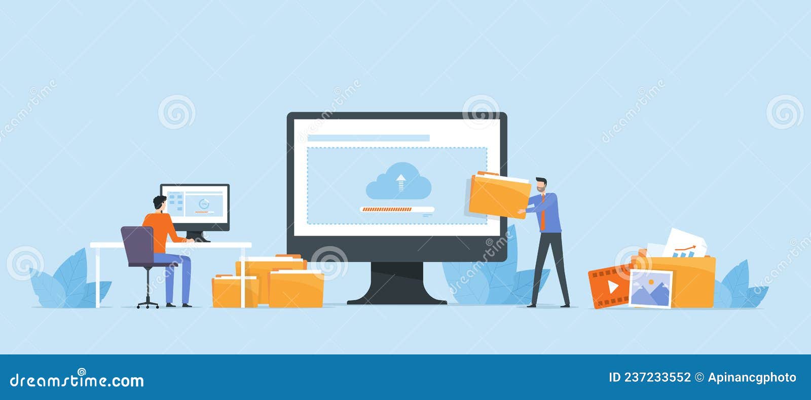 Business Flat Vector Design Technology File Upload Backup on Cloud ...