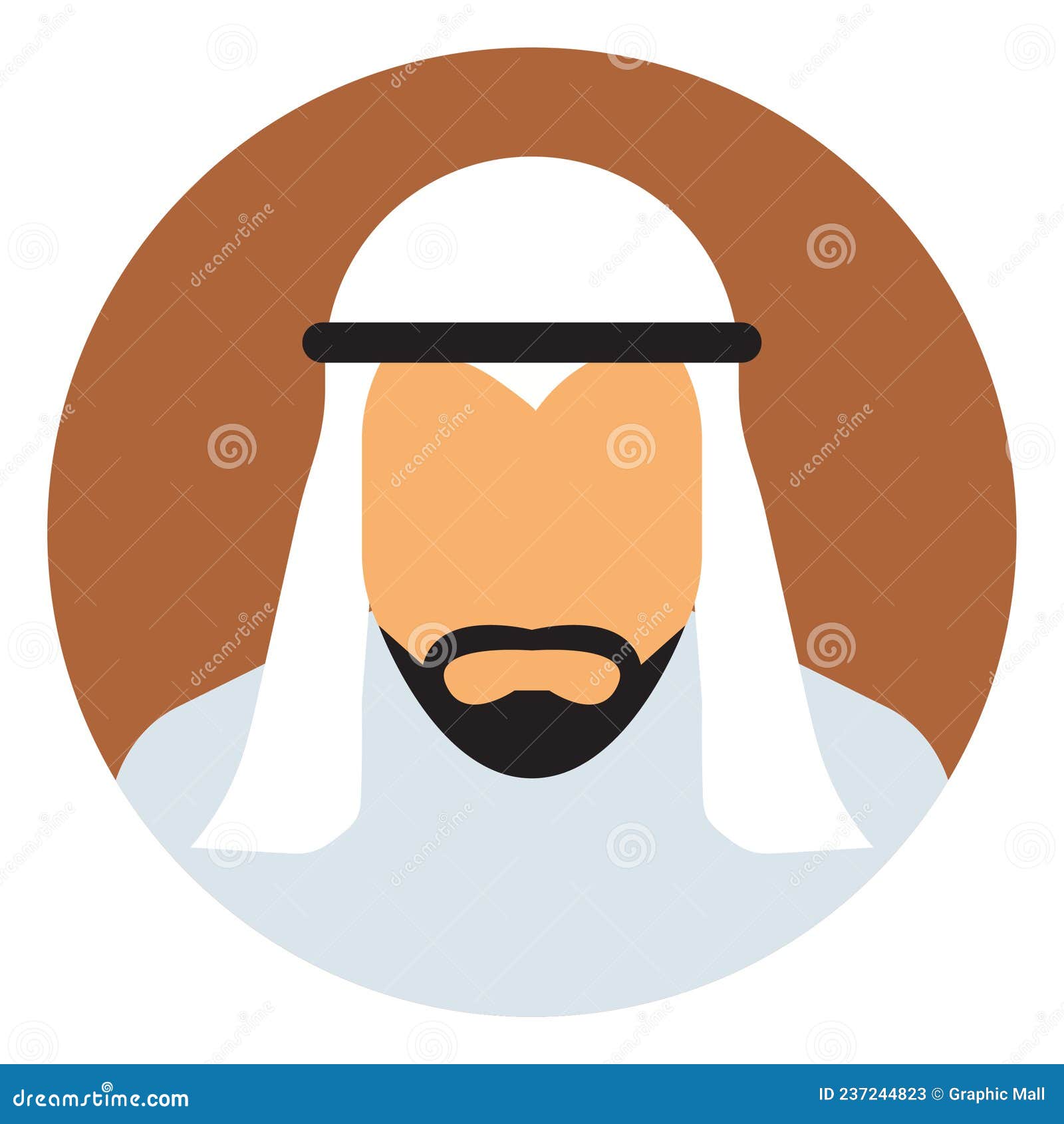 Flat Color Icon for Arabian Man. Stock Vector - Illustration of arabian ...