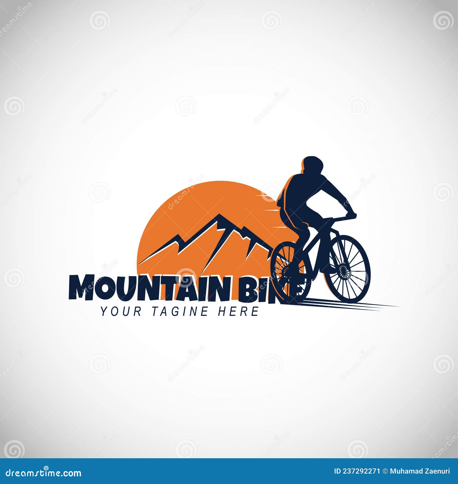 Bike Ride Logo, Vector with Mountain and Sun Art. Stock Vector ...