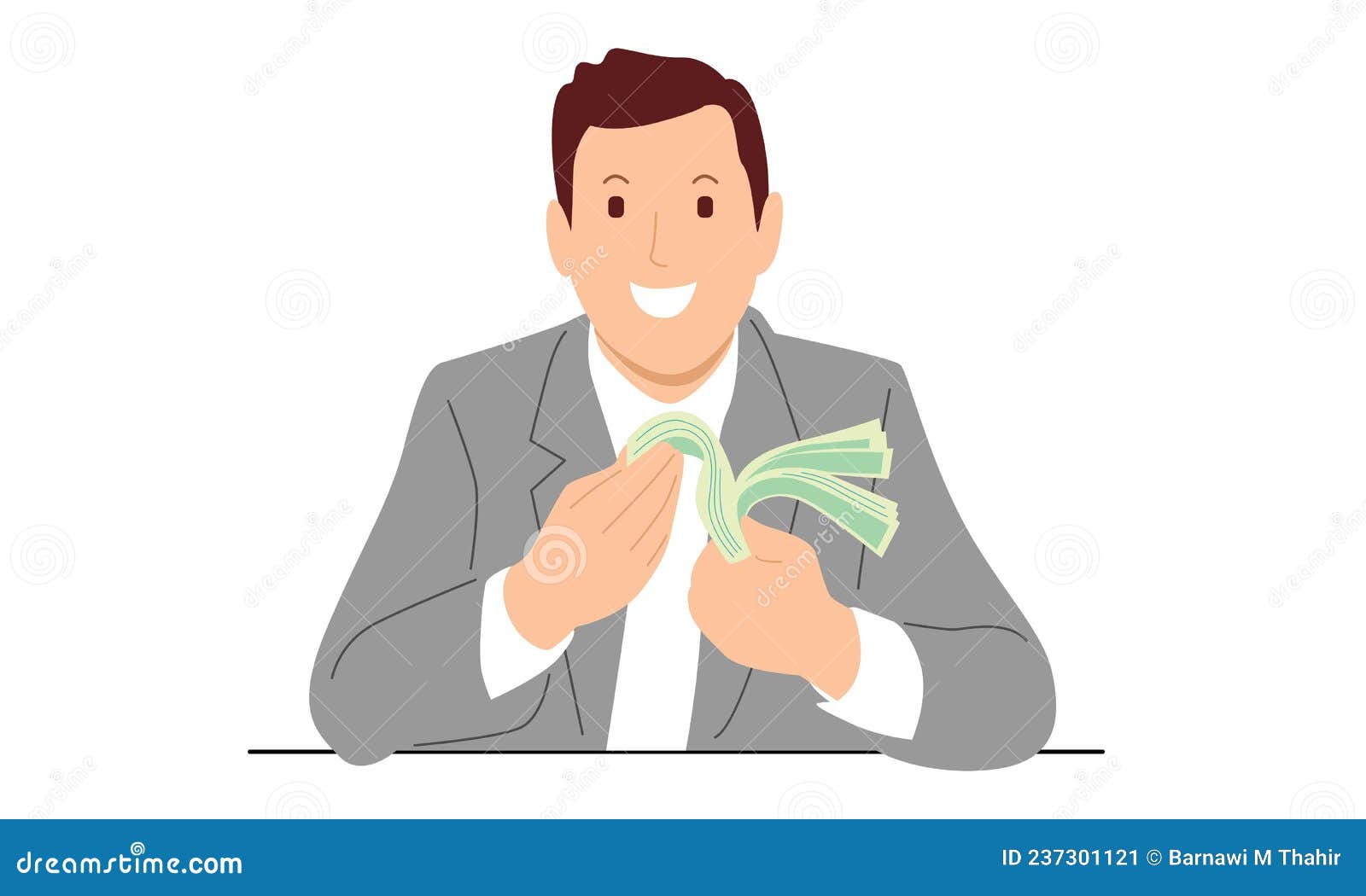 Businessman Counting Money with Smile Expression Stock Vector ...
