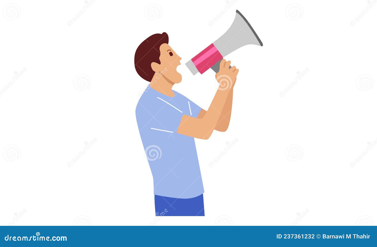 Man Shouting through Loud Speaker. Hailer Energetic Yelling Stock ...