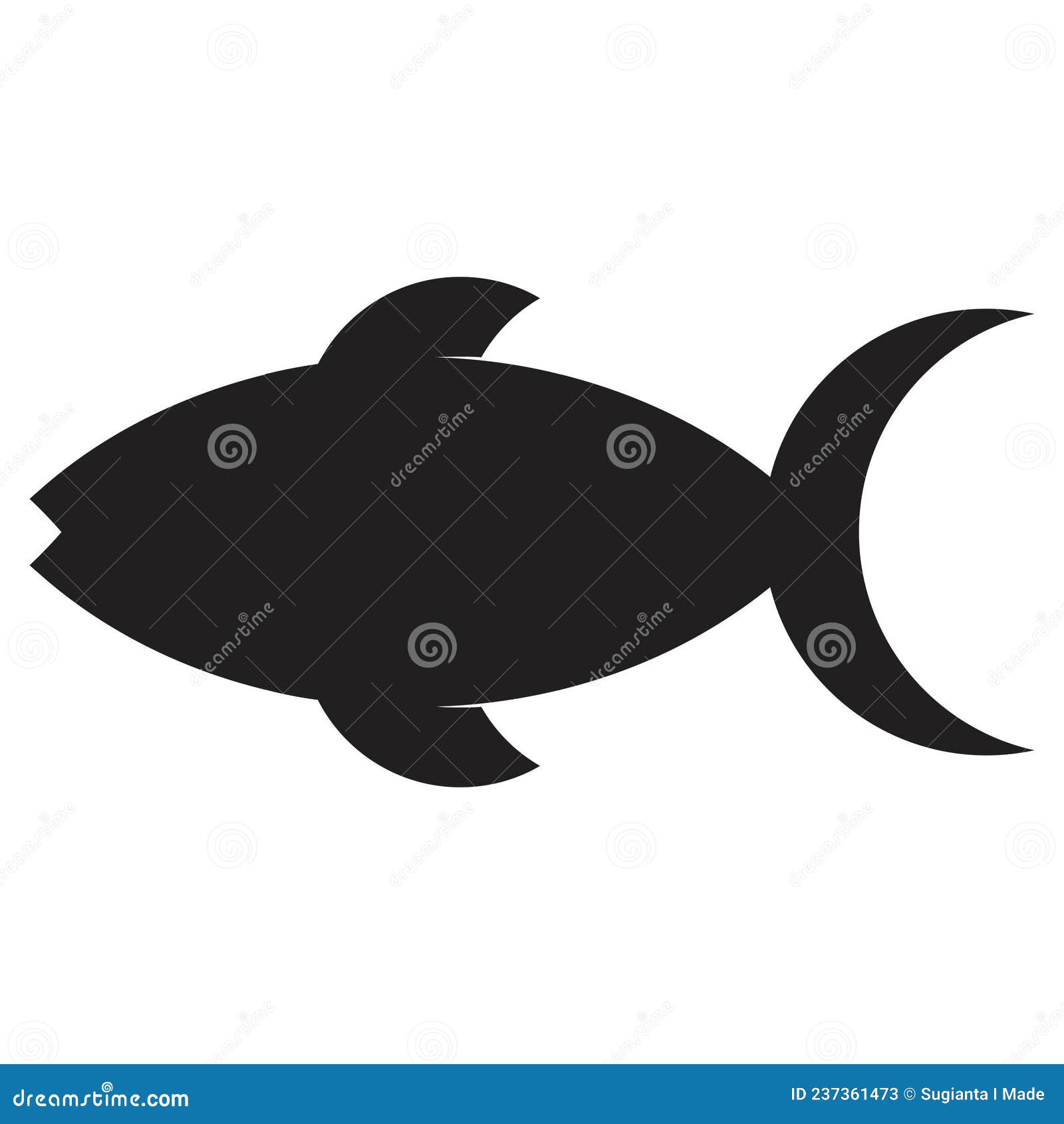 Solid fish icon vector stock vector. Illustration of outline - 237361473