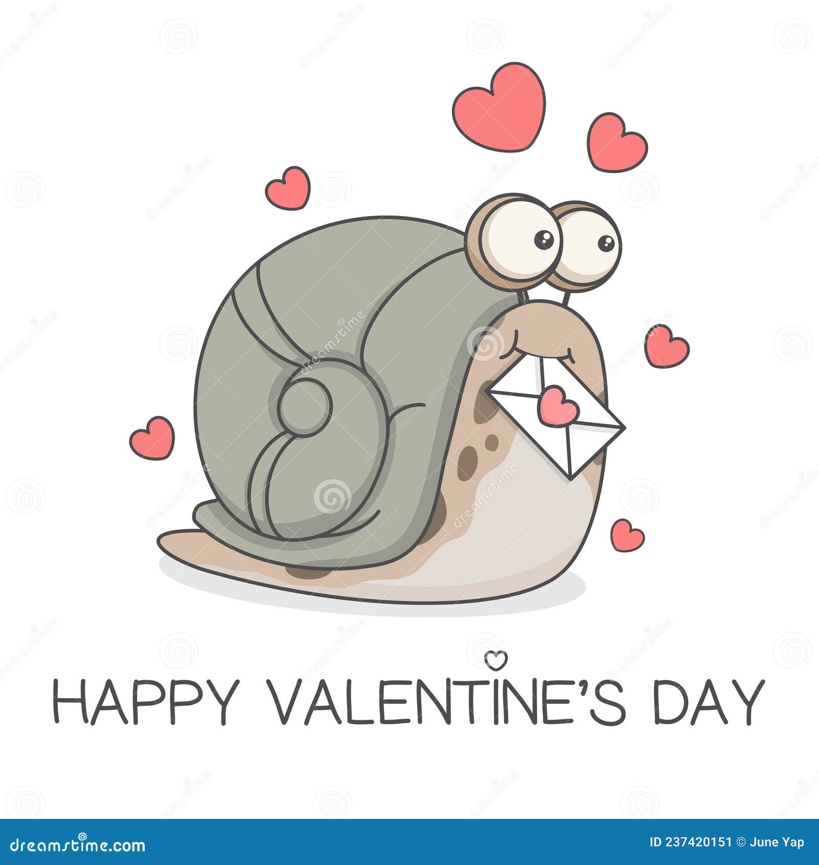 Cute Valentines Day Snail Holding Love Letter Stock Vector ...