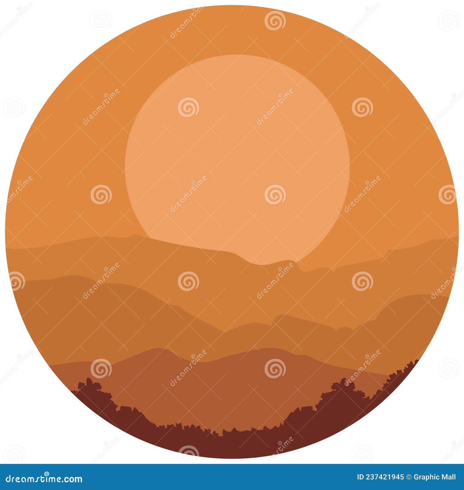Evening Landscape Beautiful Illustration. Stock Vector - Illustration ...